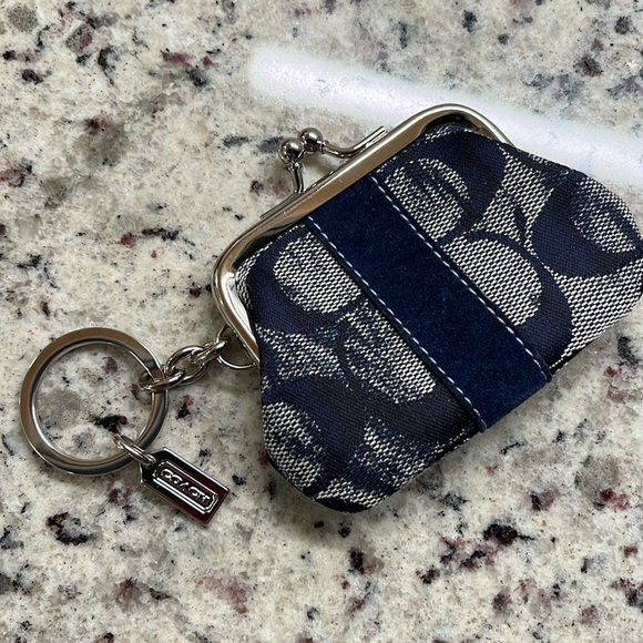 Coach | Accessories | Coach Navy Kiss Lock Coin Pouch Key Fob Nwot ...